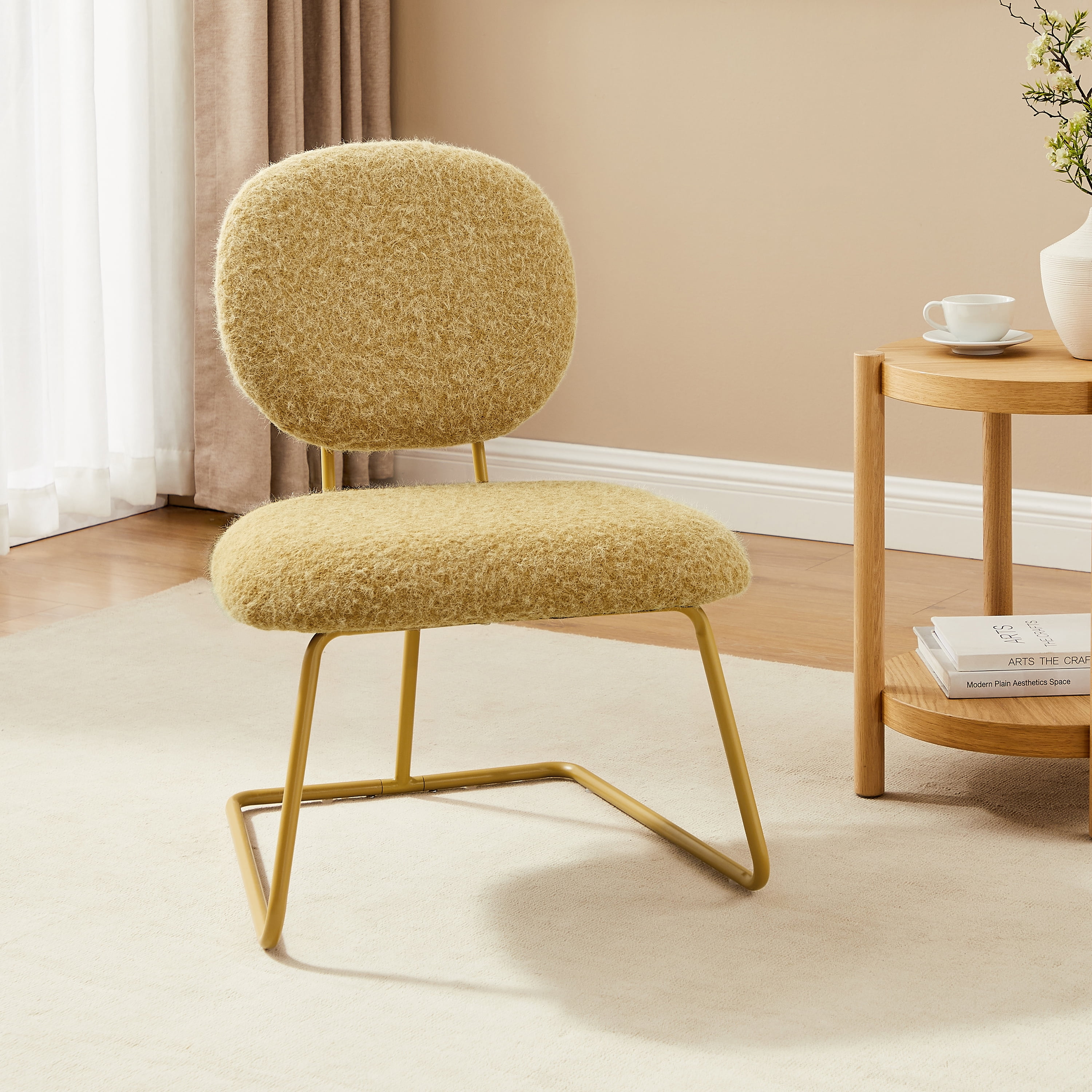 Art Leon Modern Accent Chair, Fabric Upholstered Armless Slipper Chair ...