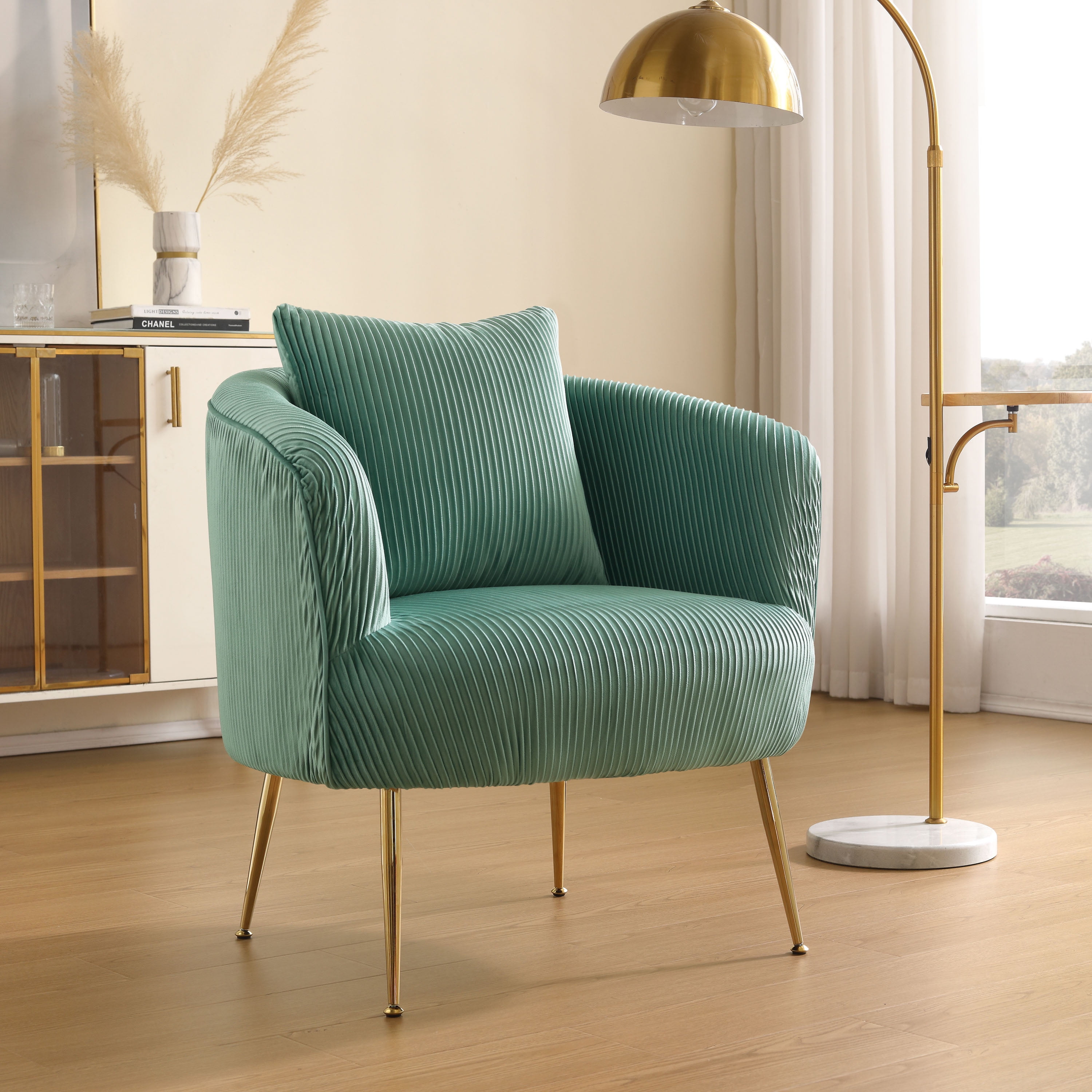 Art Leon Modern Accent Chairs, Velvet Barrel Shape Sofa Chair with ...