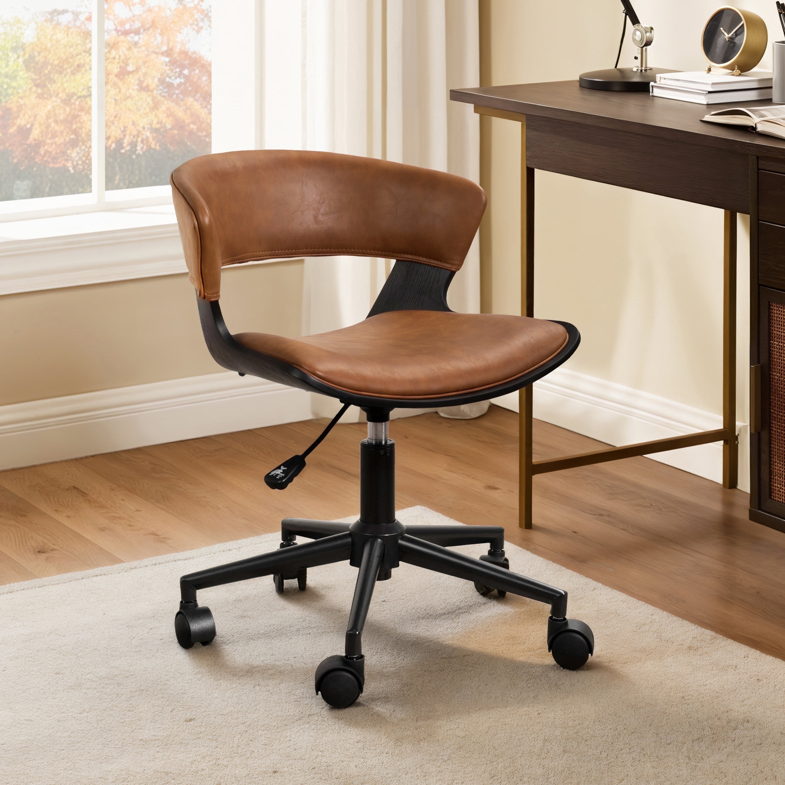 Art Leon Office Chair with wheels, Faux Leather Upholstered Swivel Desk ...