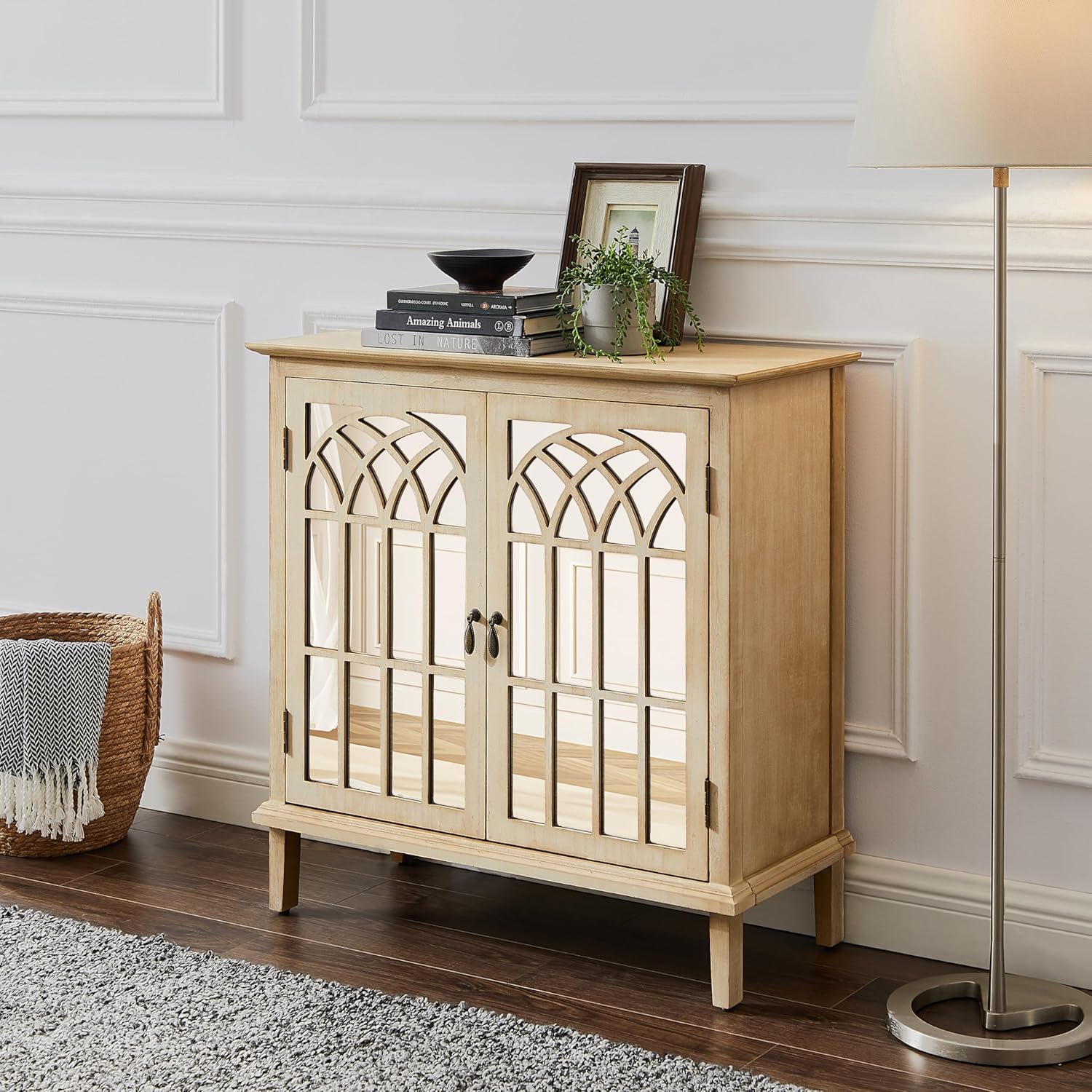 Art Leon Sideboard Buffet Cabinet, Storage Cabinet with Mirrored Doors ...