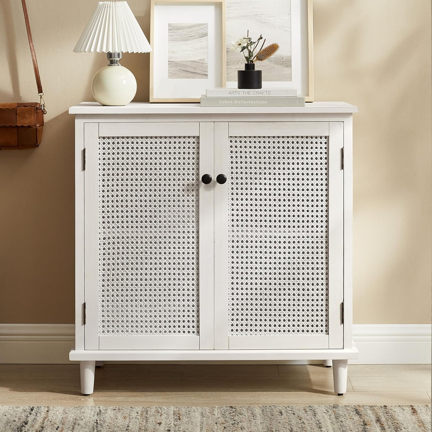 Art Leon Storage Cabinet - Buffet Cabinet with Storage, 2-Door Rattan ...