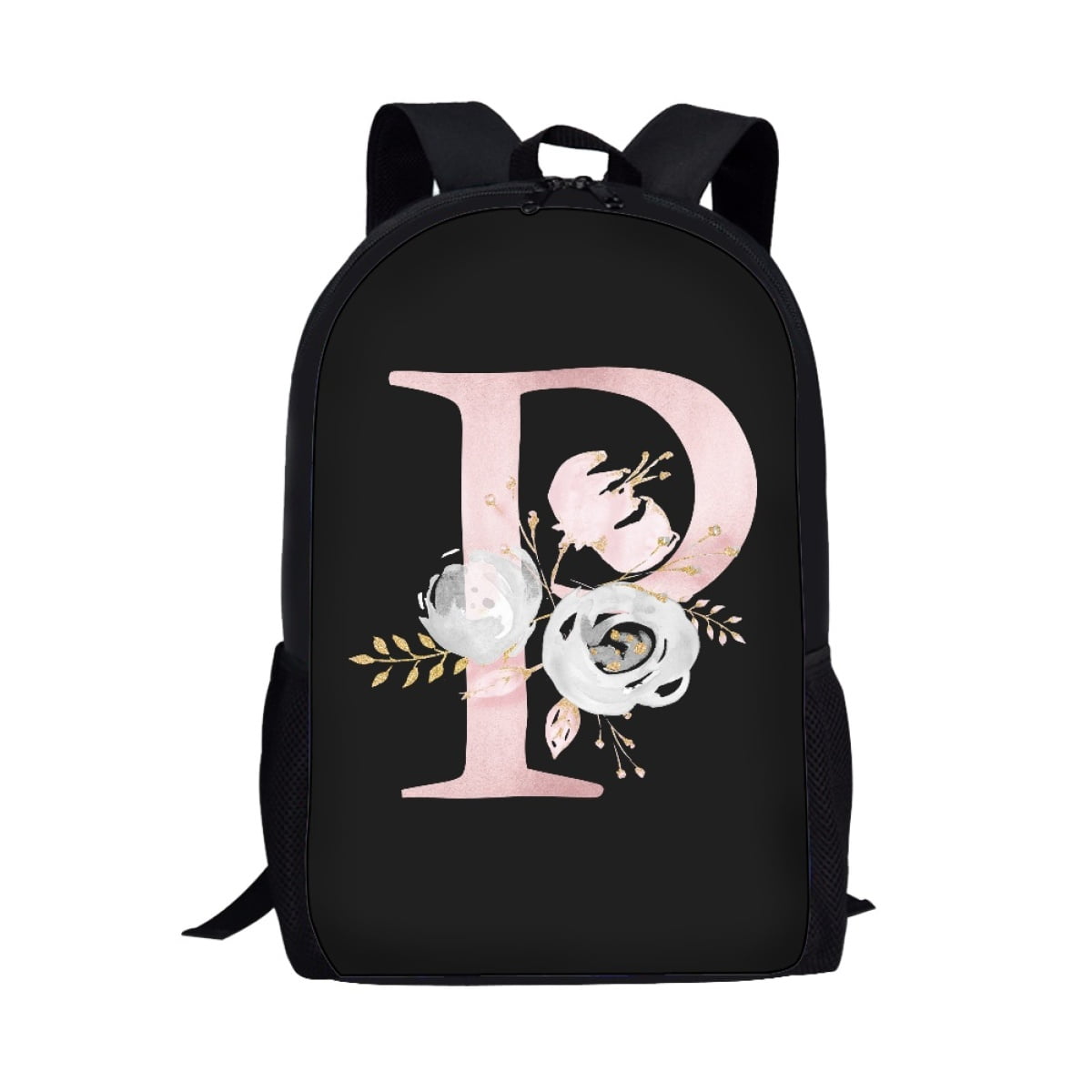 Art Letter Flower Design Backpack Students Bag Women Men Casual Travel ...