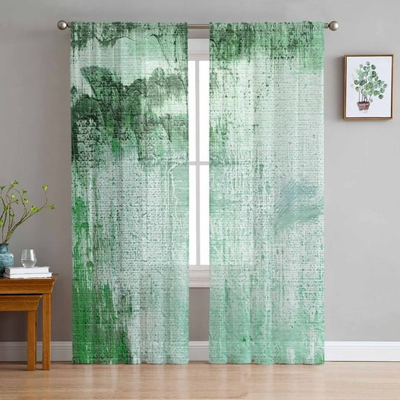 Art Line Retro Style Shabby Tulle Sheer Window Curtains for Living Room ...