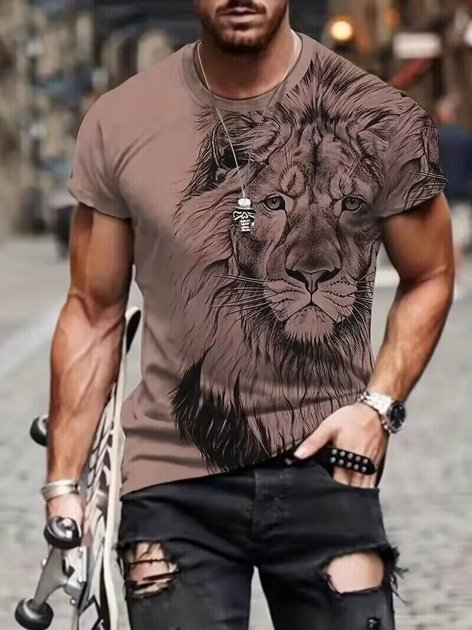 Art Lion 3D Graphic Print Fashion Lightweight Silky Tee - Walmart.com