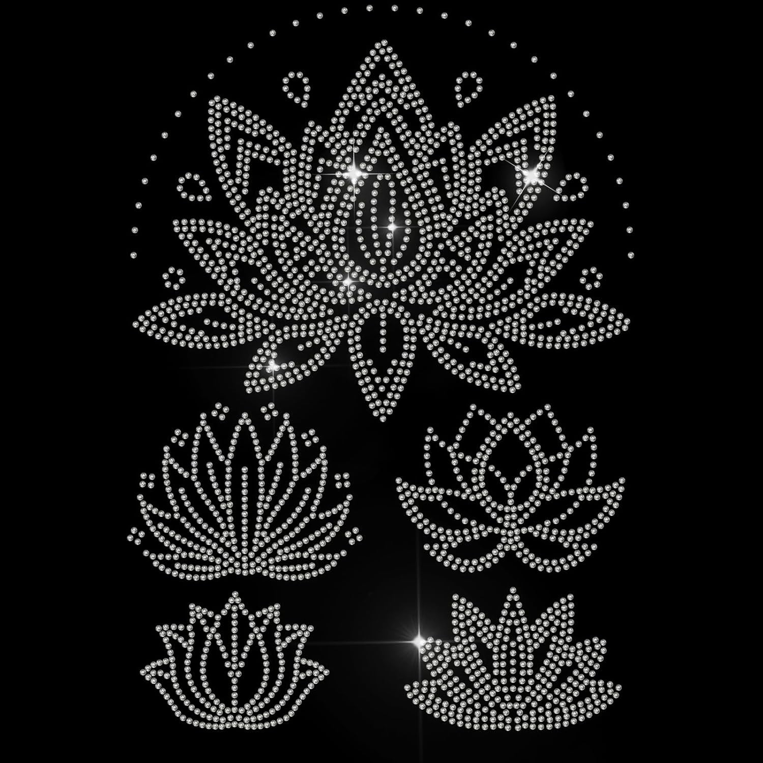 Art Lotus Rhinestone Iron on Hotfix Transfer Decal Lotus Flower Plant ...