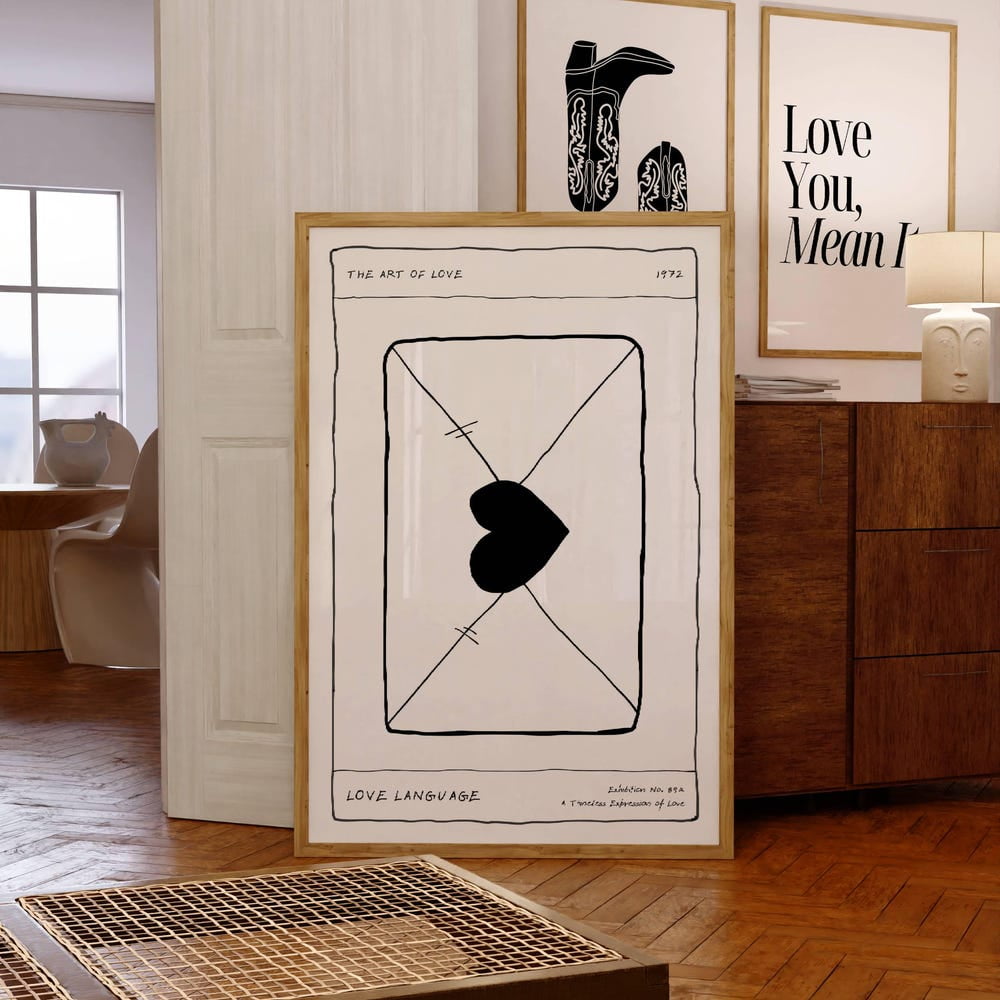 Art Of Love Poster, Aesthetic Love Letter Wall Art, Retro Maximalist Print, Black And White Wall ...