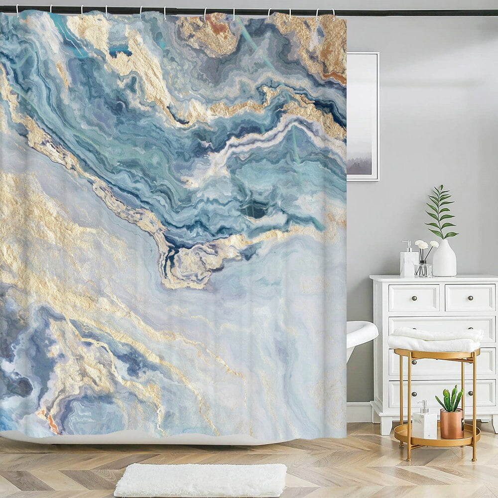 Art Marble Print Shower Curtain Waterproof Bathroom Curtain Modern ...