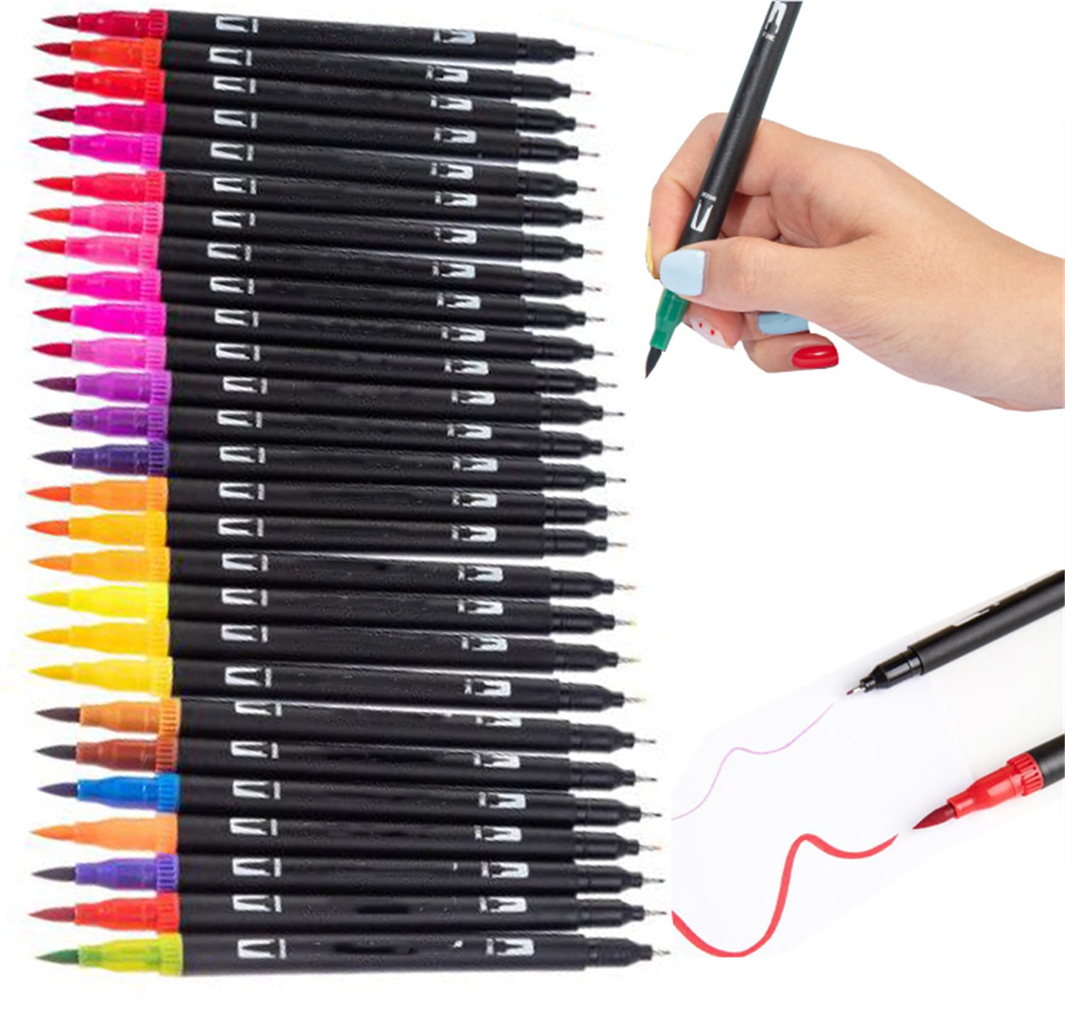 Art Marker Set with Fine & Brush Tip,Brush Markers for Adults Coloring ...