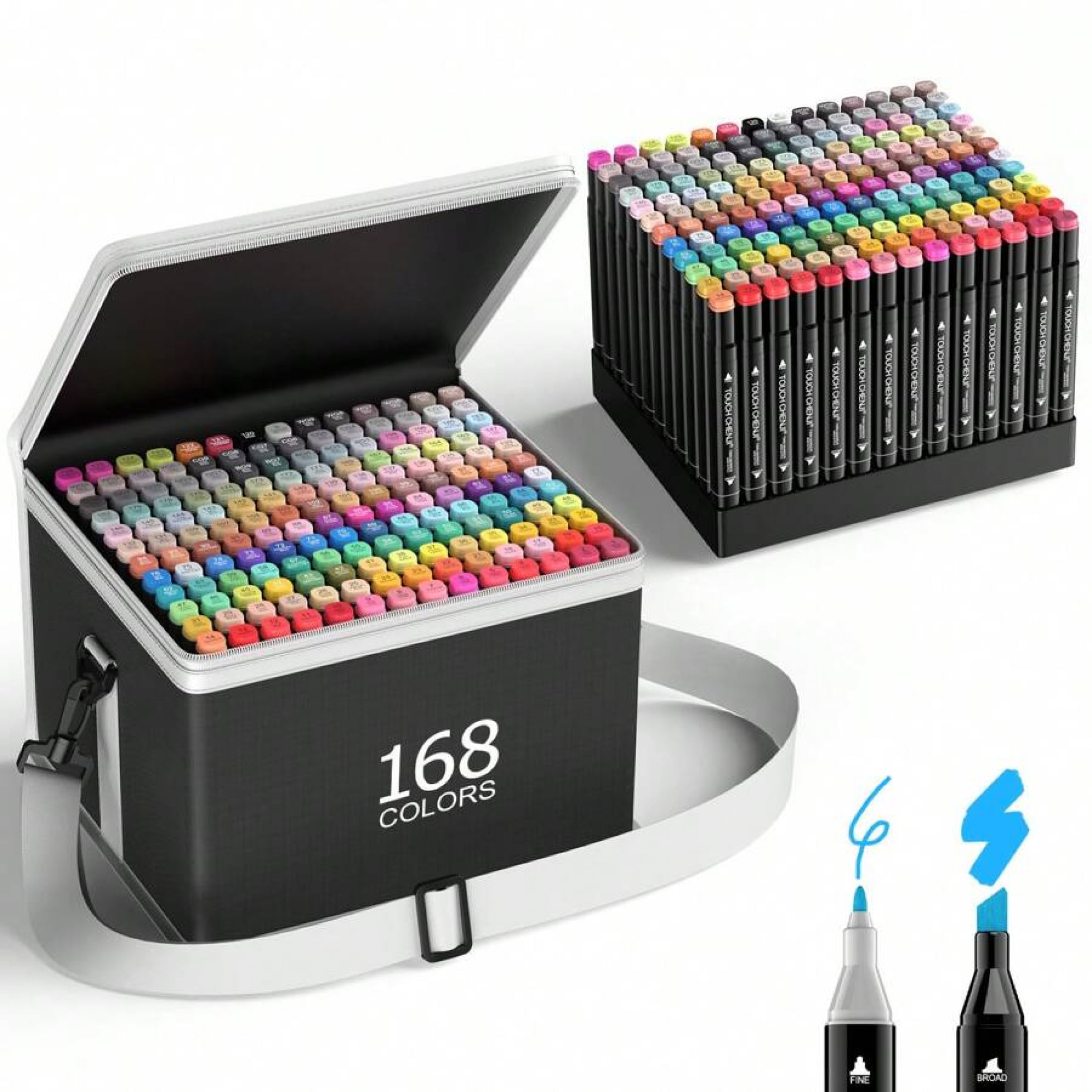 Art Marker Set with Storage Case - Dual - Tip, Vibrant, for Drawing ...