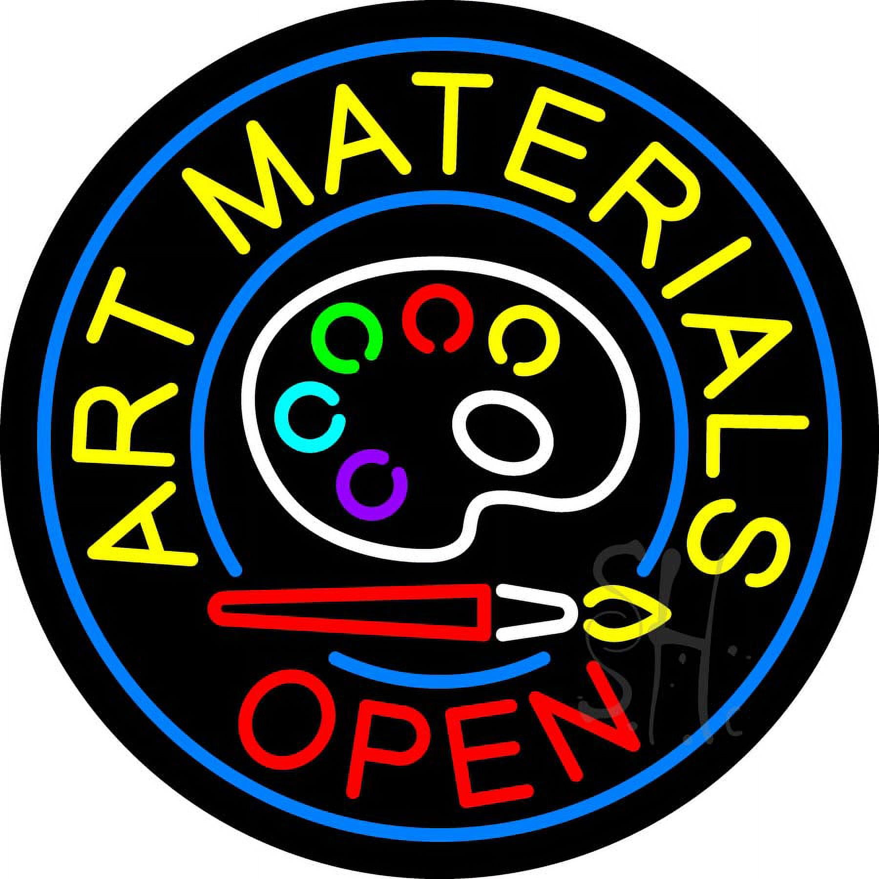 Art Materials Open LED Neon Sign 26 x 26 - inches, Clear Edge Cut ...