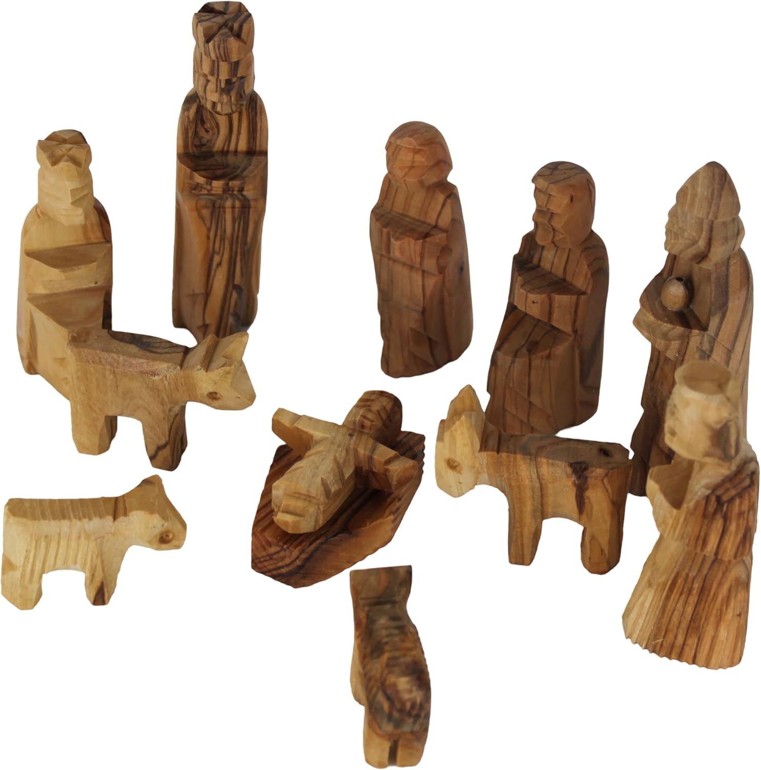 Art Medium Olive Wood Nativity Set 12 pcs with 3-D Animals - Walmart.com