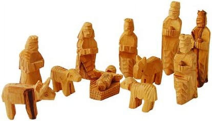 Art Medium Olive Wood Nativity Set 12 pcs with 3-D Animals - Walmart.com