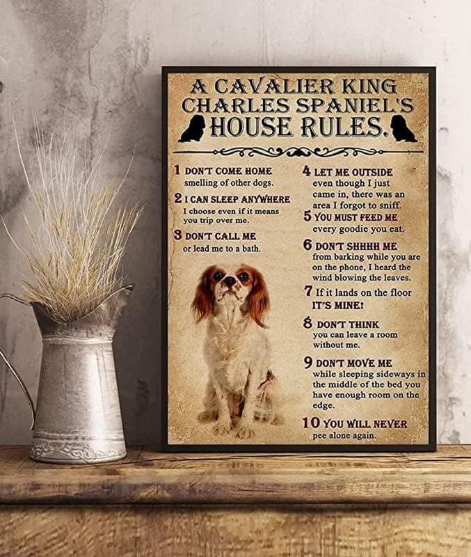 Art Metal Tin Sign A Cavalier King Charles Spaniel's House Rules Gifts ...