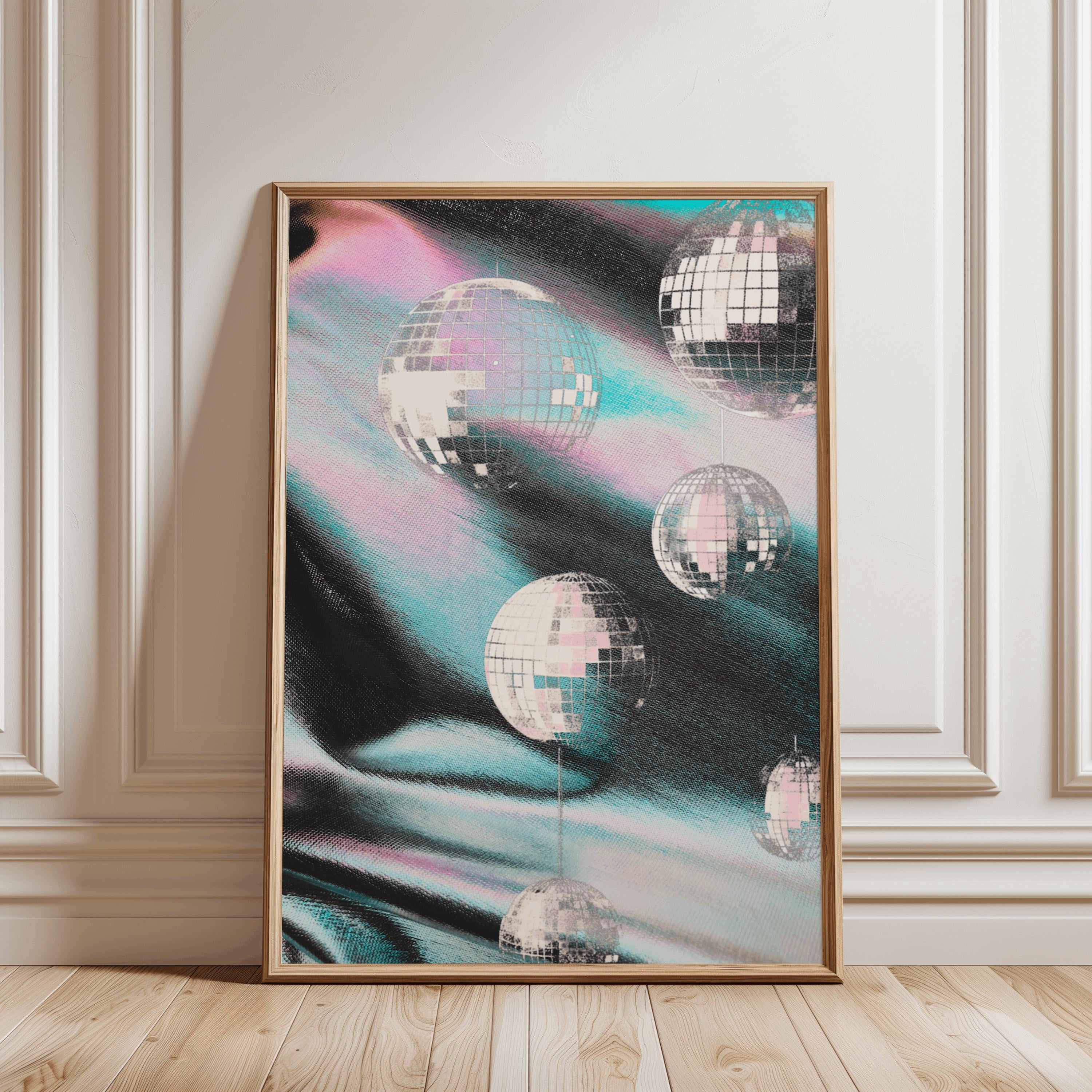 Art Mural Disco Holographique Impression Boule Disco Vintage Affiche RÃ ...