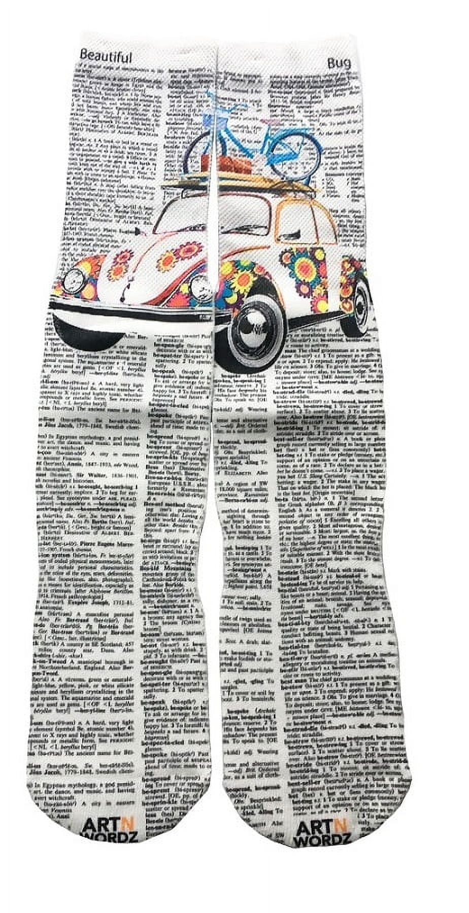 Art N Wordz Apparel VW Bug Beetle Bike Dictionary Pop Art Unisex Socks ...