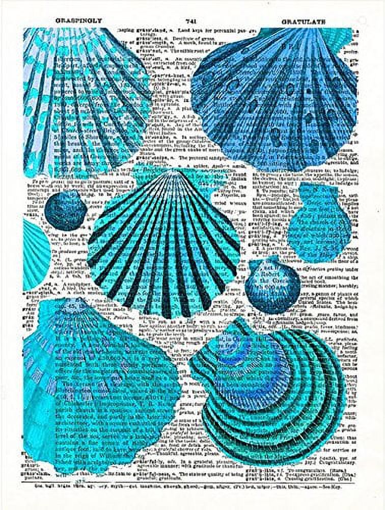 Art N Wordz Turquoise Sea Shells Original Dictionary Sheet Pop Art Wall ...