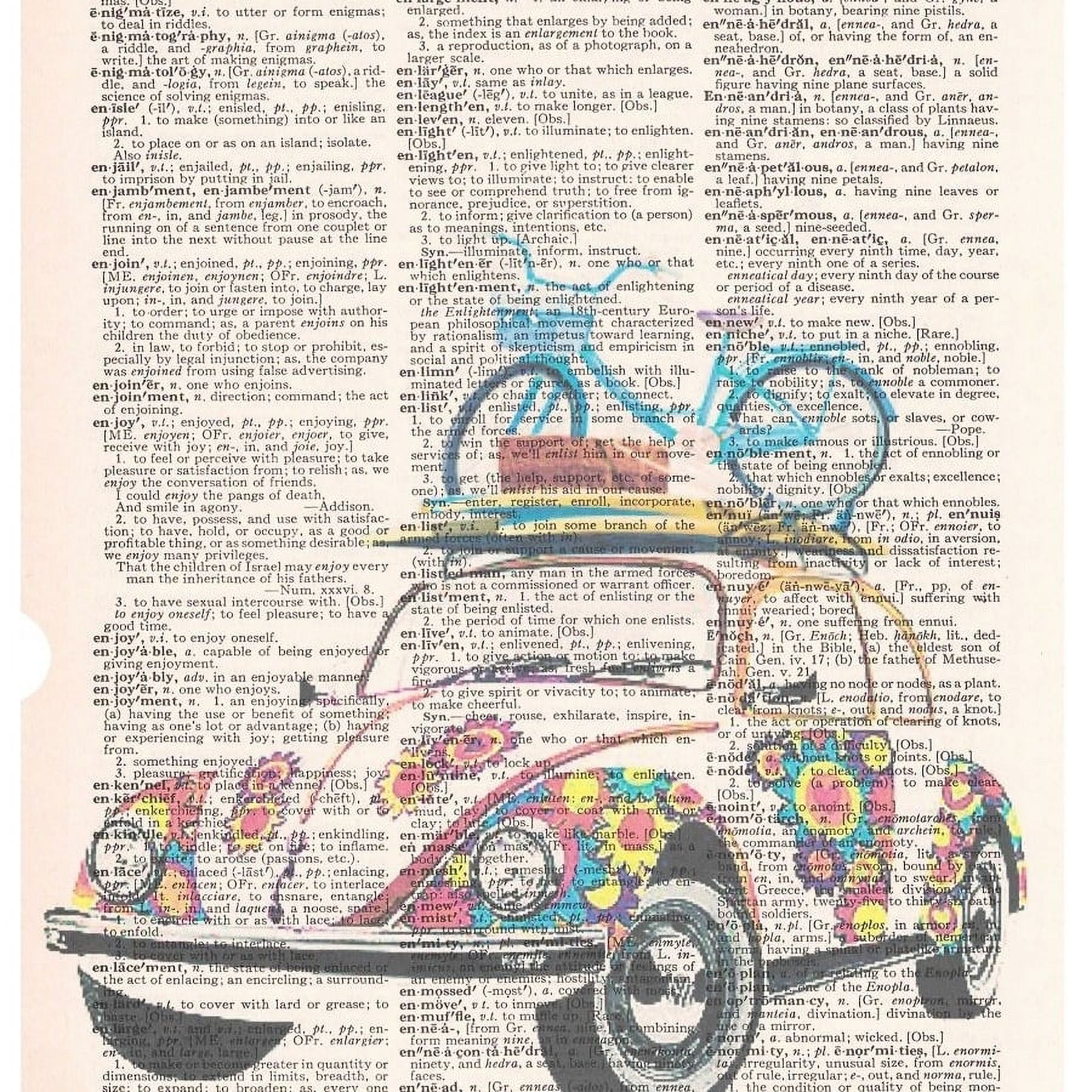Art N Wordz VW Bug Beetle with Bike Dictionary Page Pop Art Wall or ...