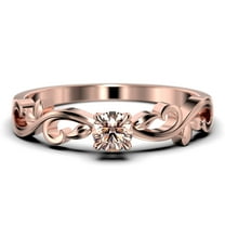 Vine Leaf Ring, Boho & hippie 1.00 Carat Round Cut Morganite And Diamond Moissanite Engagement ...