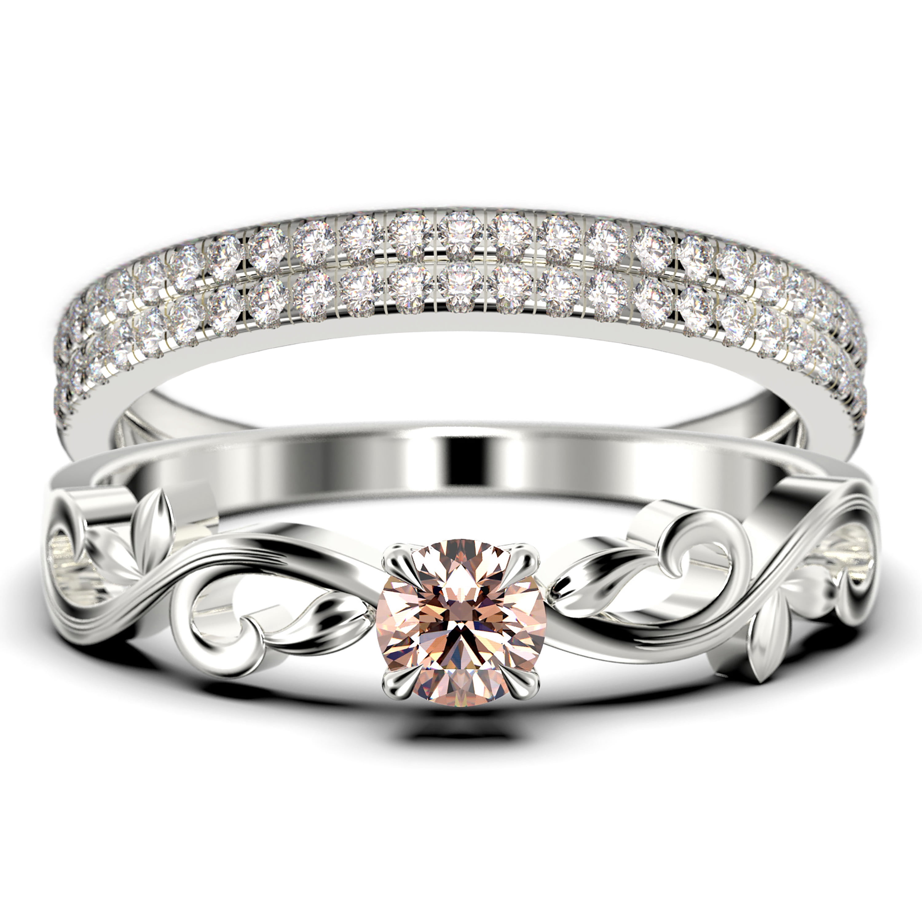 Art Nouvea Twisted 1.50 Carat Round Cut Morganite And Diamond ...