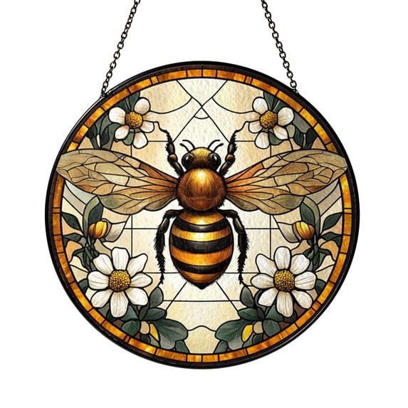 Art Nouveau Bee Window Suncatcher Stained Glass Decor, Elegant Hanging ...