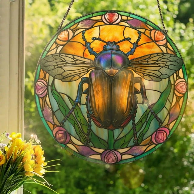 Art Nouveau Beetle: Stained Glass Style Wall or Window Hanging Made ...