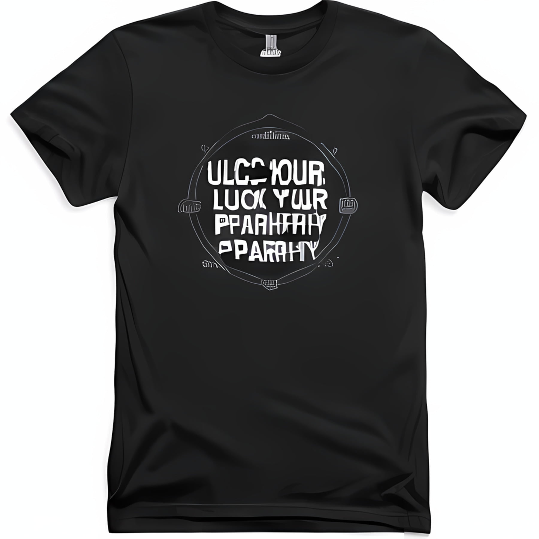 Art Nouveau Black T-Shirt with Magical Runes & Symbols 'aubad your luck ...