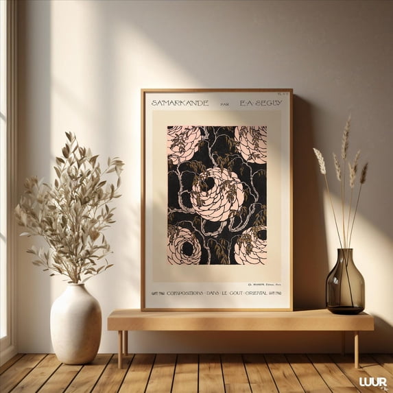 Art Nouveau Botanical Pattern Vintage Wall Art, Unframed Paper Print ...