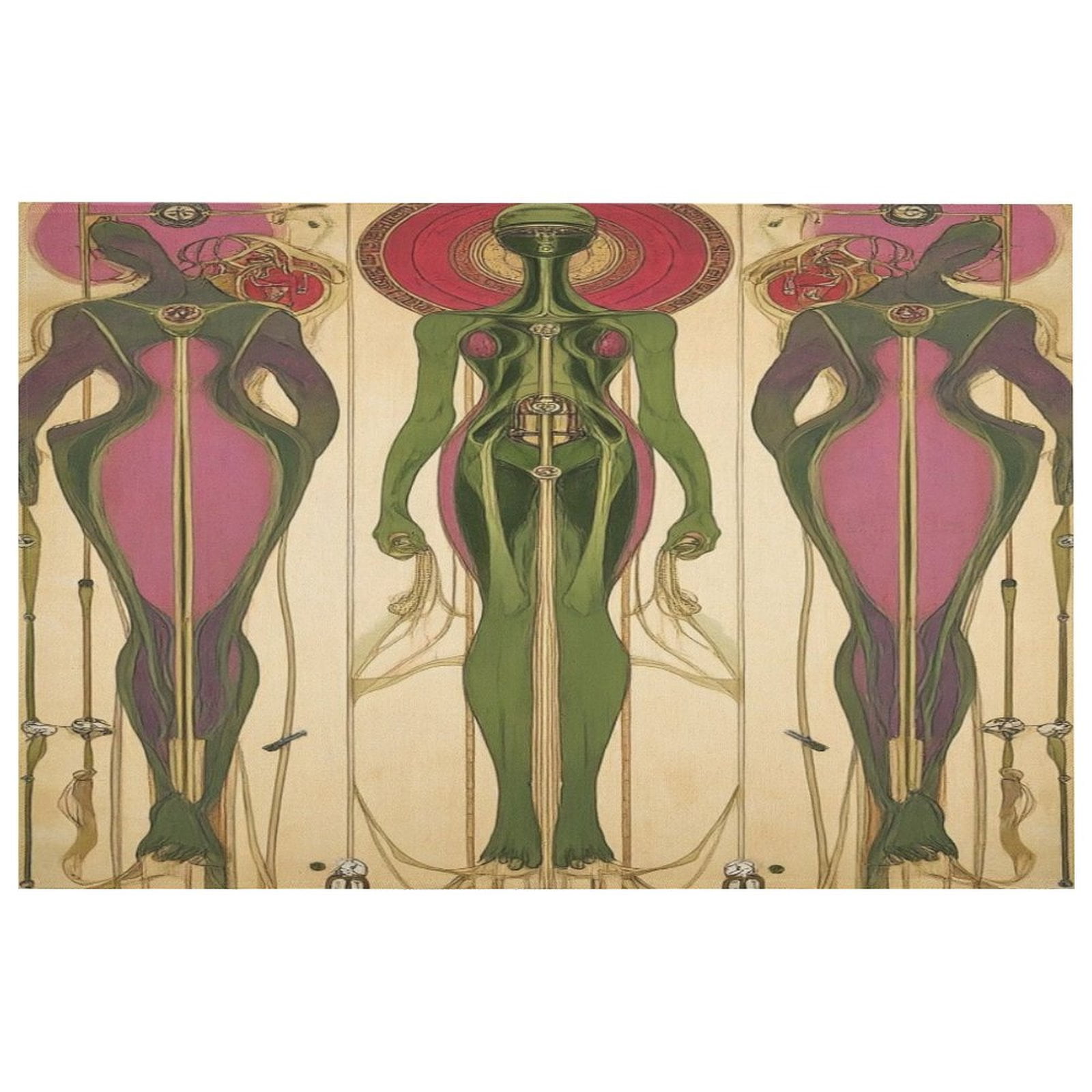 Art Nouveau Figures Adult Home Decor Bedroom Living Room Crystal Velvet ...