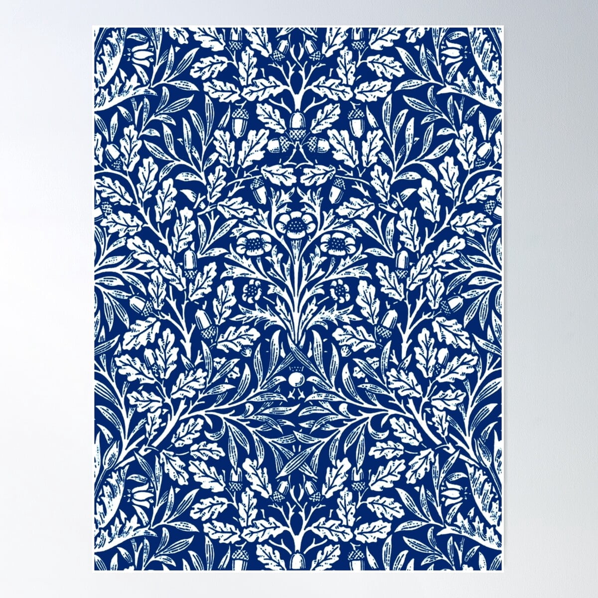 Art Nouveau Floral Damask, Cobalt Blue And White Poster Wall Art ...