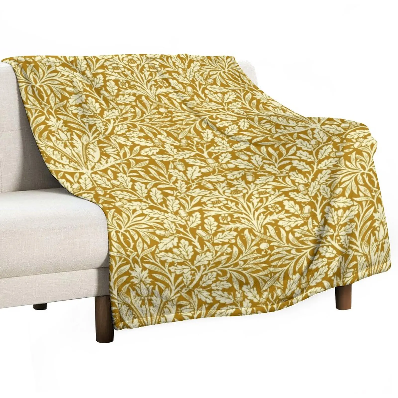 Art Nouveau Floral Damask Mustard Yellow Throw Blanket for winter Warm ...