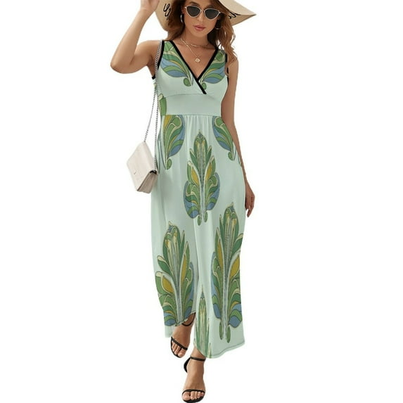 Art Nouveau Floral Pattern Dress Summer Street Style Bohemia Long ...