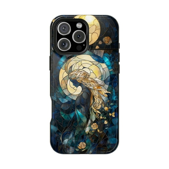 Art Nouveau Goddess Blue Stained Glass Vintage Design for iPhone 17 16 ...