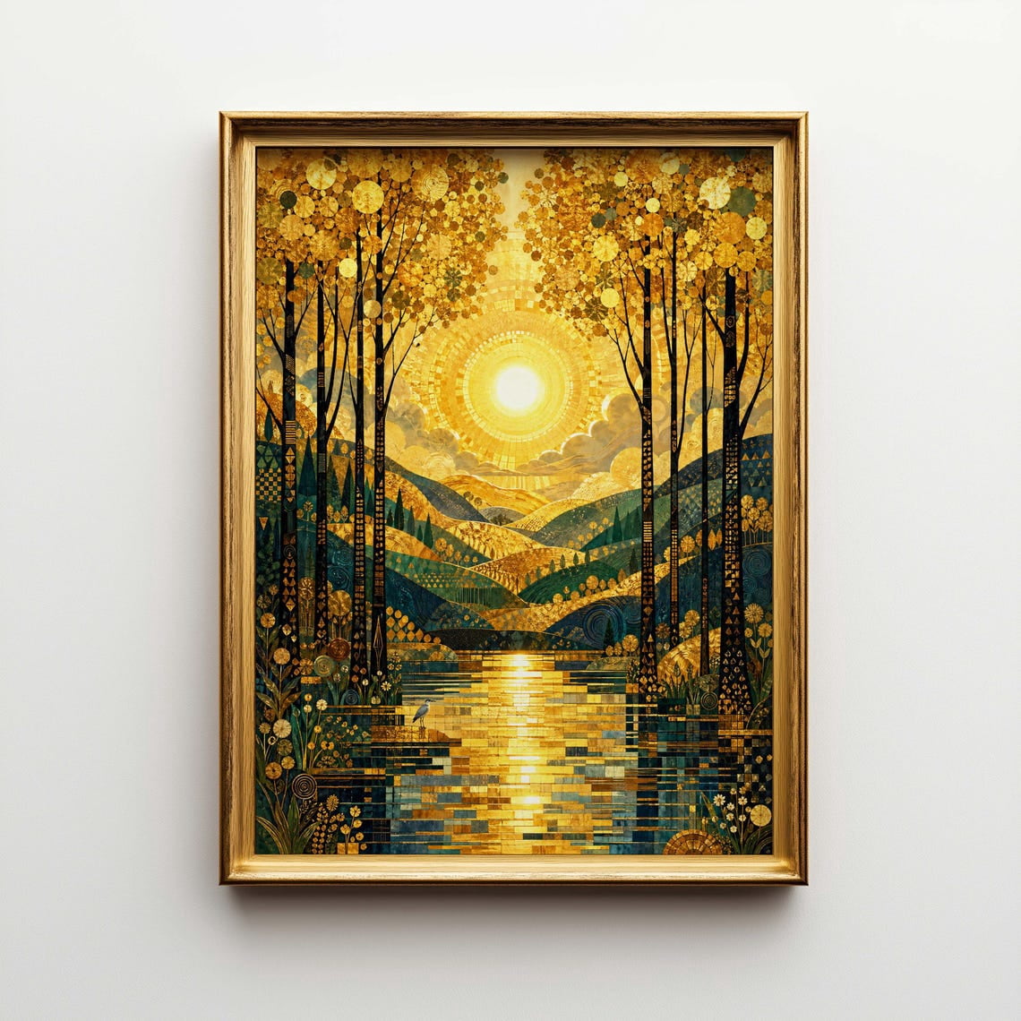 Art Nouveau Golden Sun Forest Landscape Poster Unframed Paper Print ...
