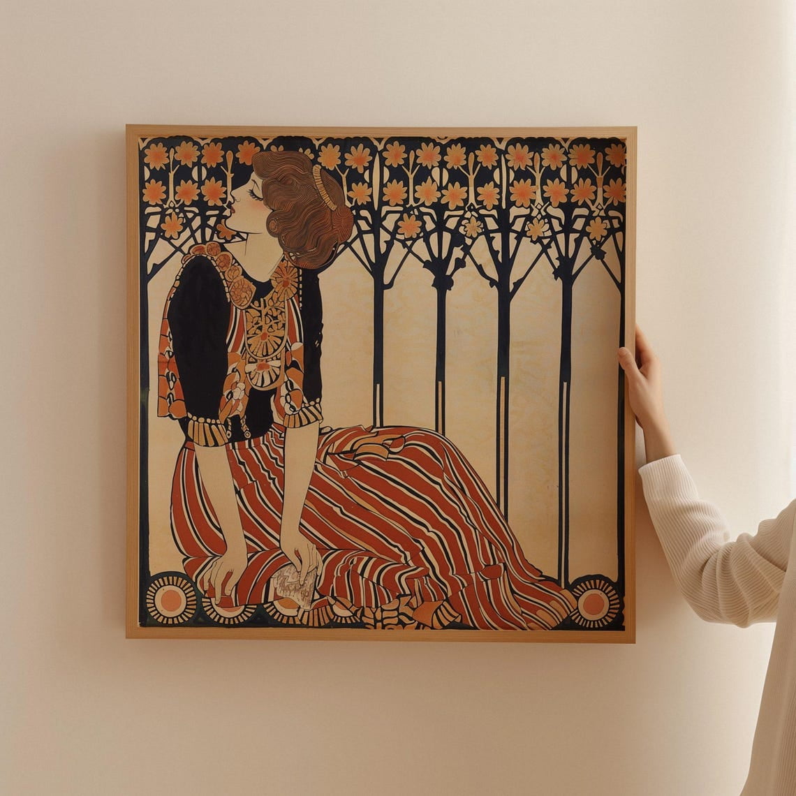 Art Nouveau Lady Ornate Floral Female Illustration Unframed Paper Print ...