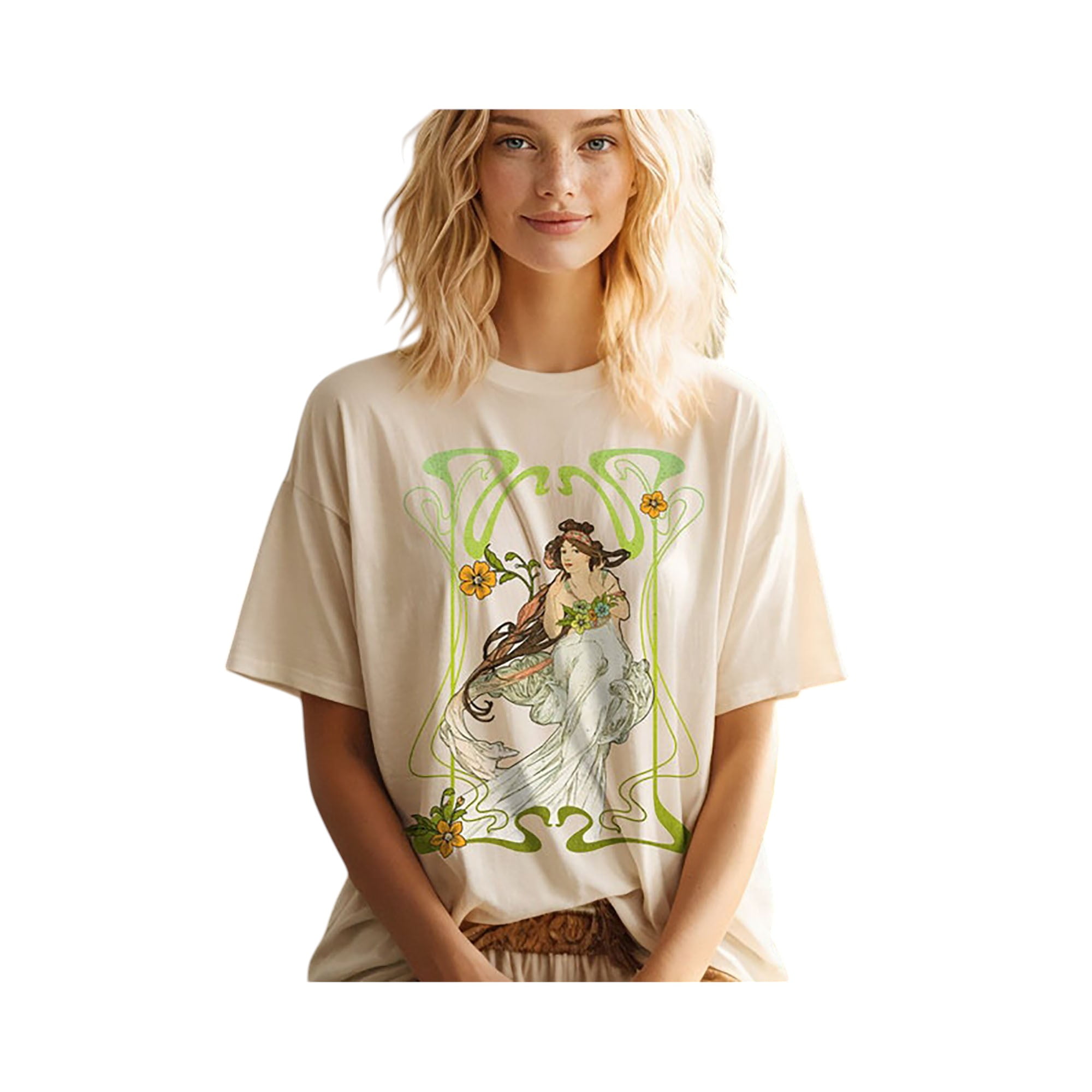 Art Nouveau Mucha Retro Unisex Classic 2D T-Shirt - Vintage Boho Art ...