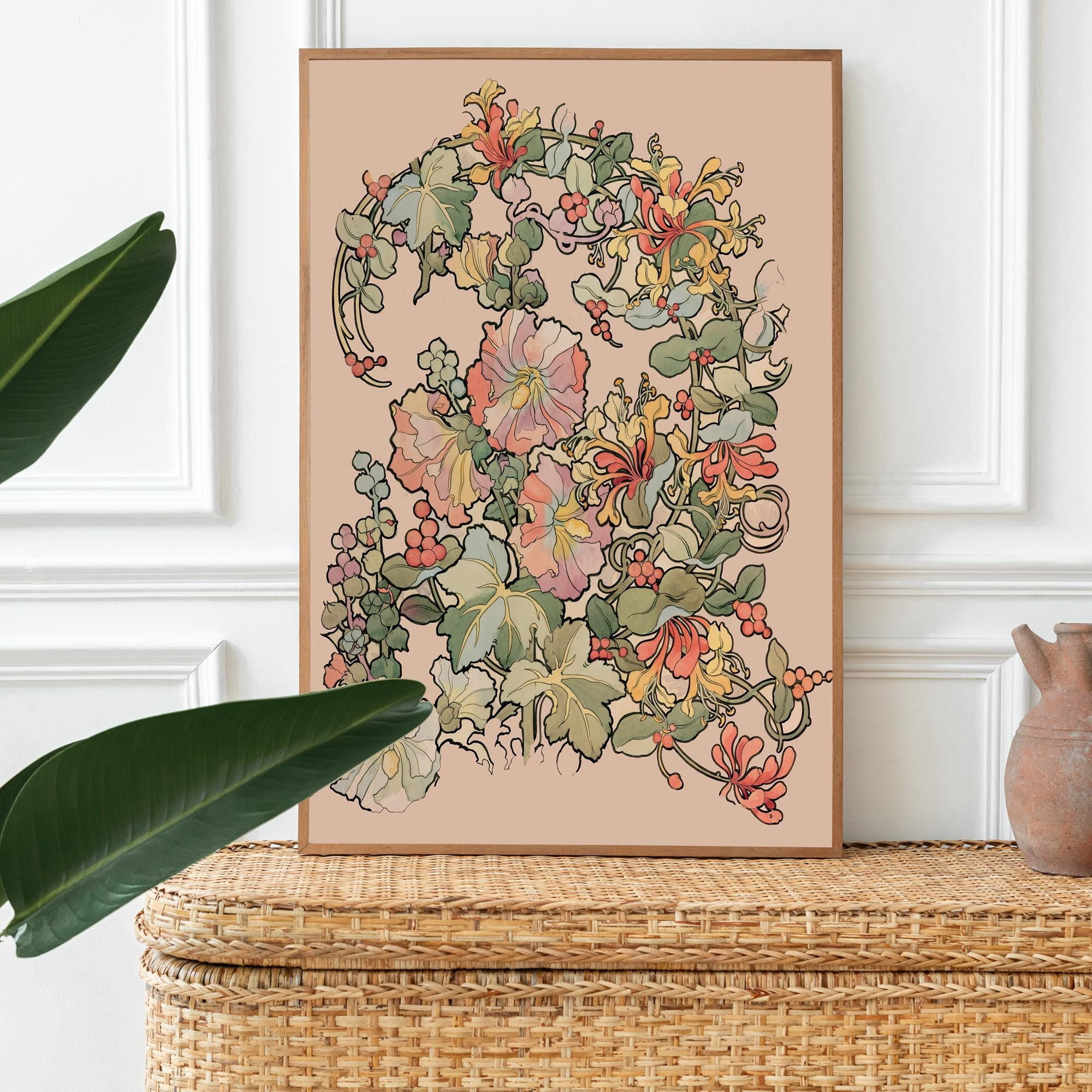 Art Nouveau Poster Floral Poster Bohemian Poster Large Artwork Colorful ...