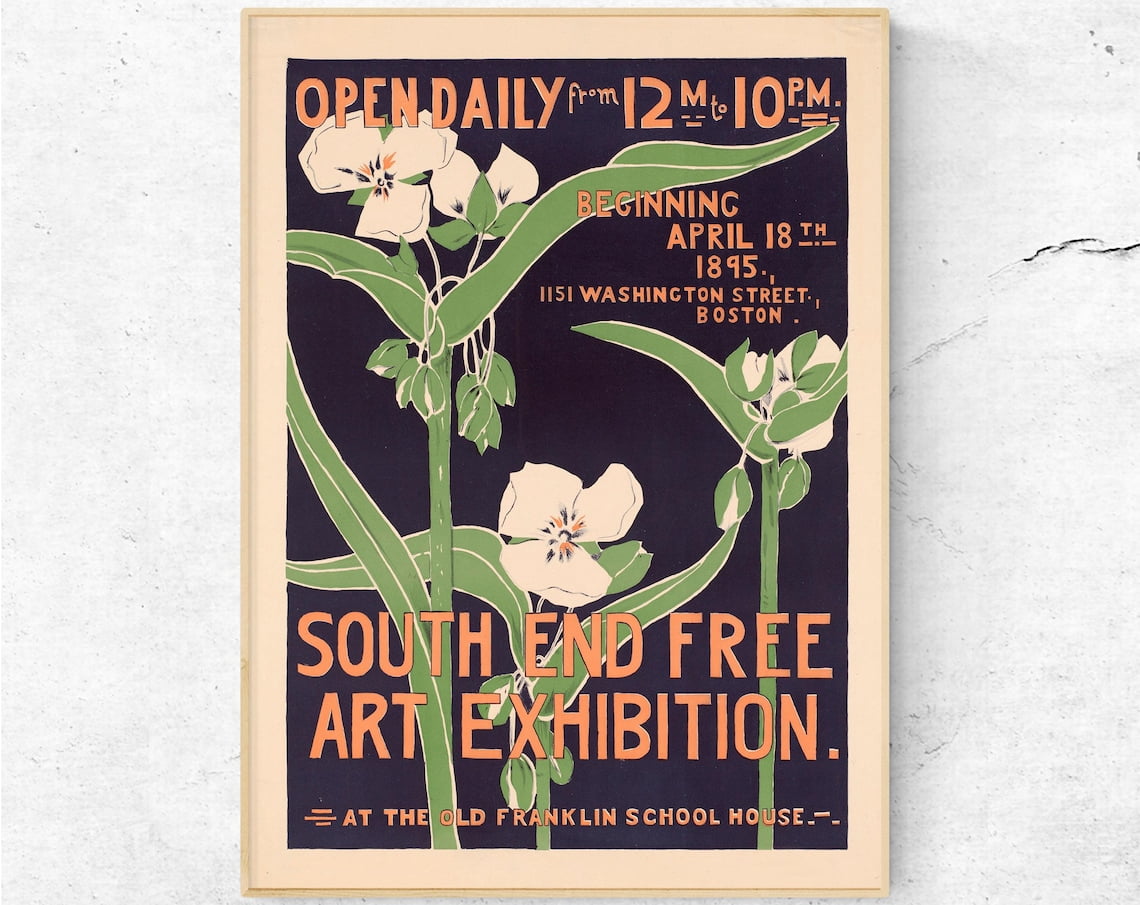 Art Nouveau Poster, South End Exhibition Print, Unframed Paper Poster ...