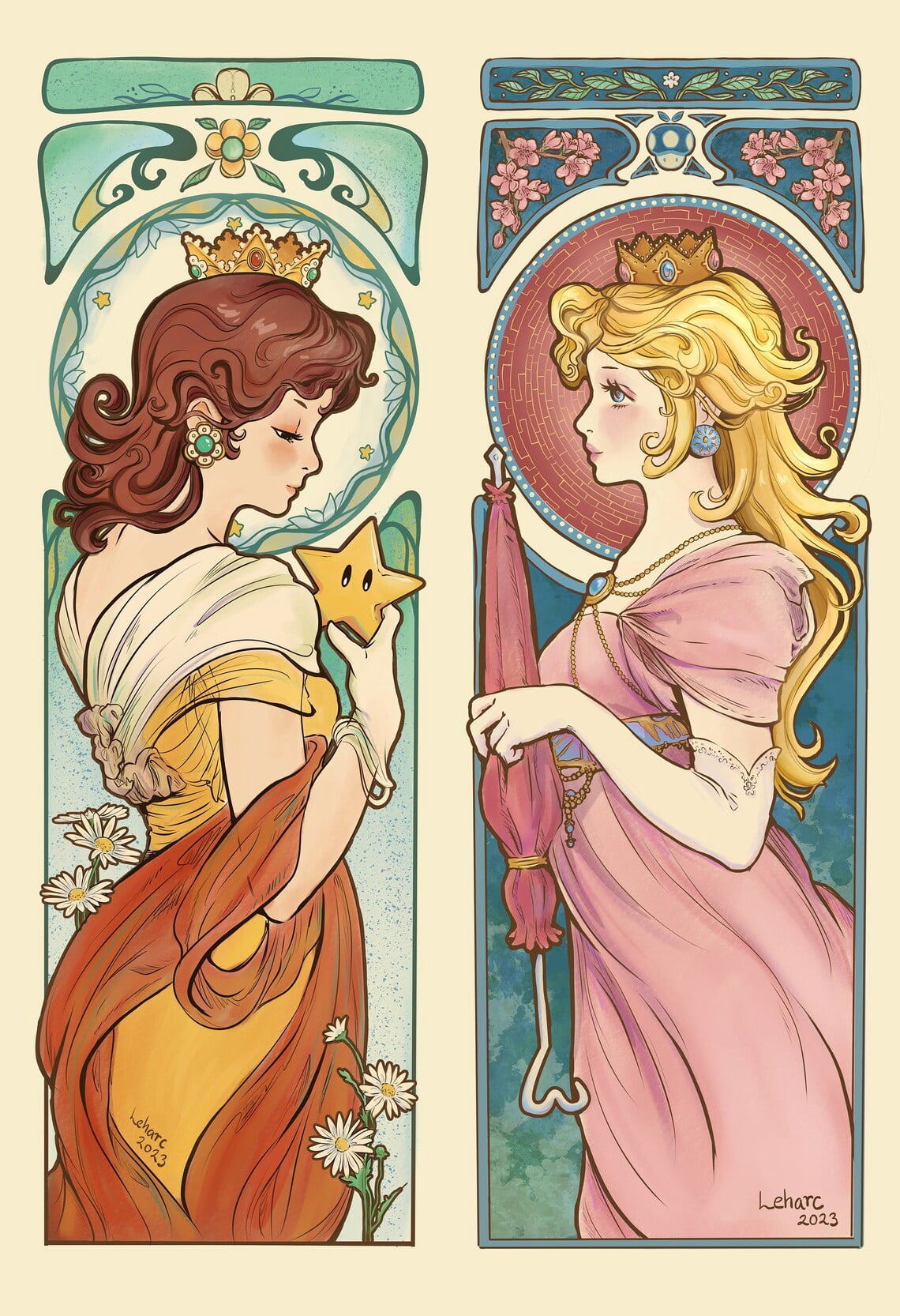Art Nouveau Princesses, Elegant Women Fine Art Print, Unframed Paper ...