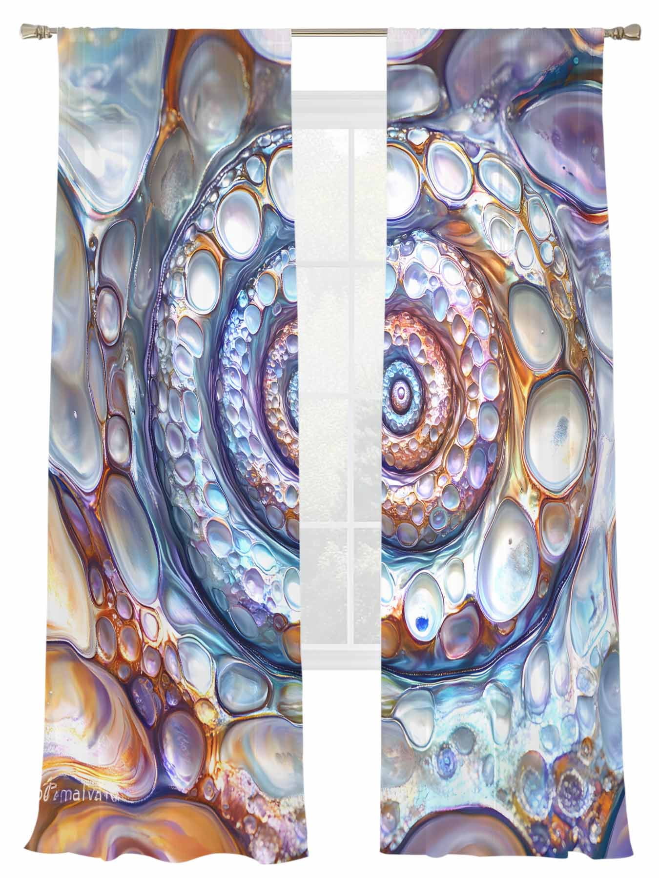Art Nouveau Sheer Curtains for Living Room Bedroom, Light-filtering ...