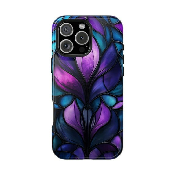 Art Nouveau Stained Glass in Blue, Purple & Teal Case for iPhone 11,12 ...
