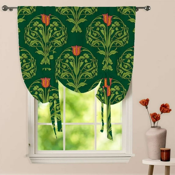 Art Nouveau Tulip Pattern Window Curtain for Living Room Roman Curtain ...