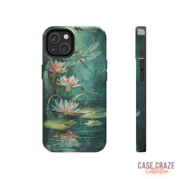 Art Nouveau Water Lilies Dragonflies Phone Case 17 16 15 14 13 12 11 ...