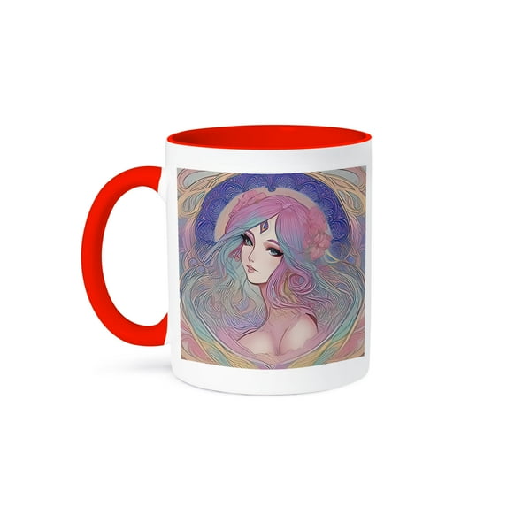 Art Nouveau Woman. Pink Hair Fairy Princess With Blue Eyes Nice Charm ...