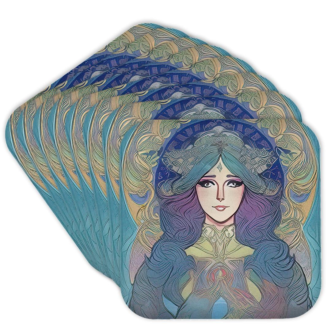 3drose, Art Nouveau Woman. Stunning Fairy Goddess in Blue Colors. Gift ...
