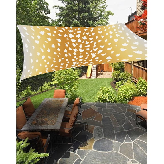 Art Ochre Yellow Sun Shade Sail 8'X10' Vintage White Polka Dots Yellow ...