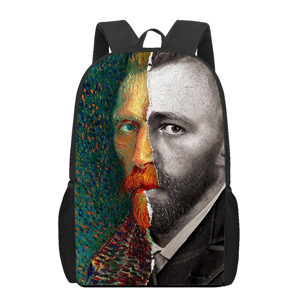 Art Oil Painting Printed Backpack Book Bag Casual Shoulder Bags ...