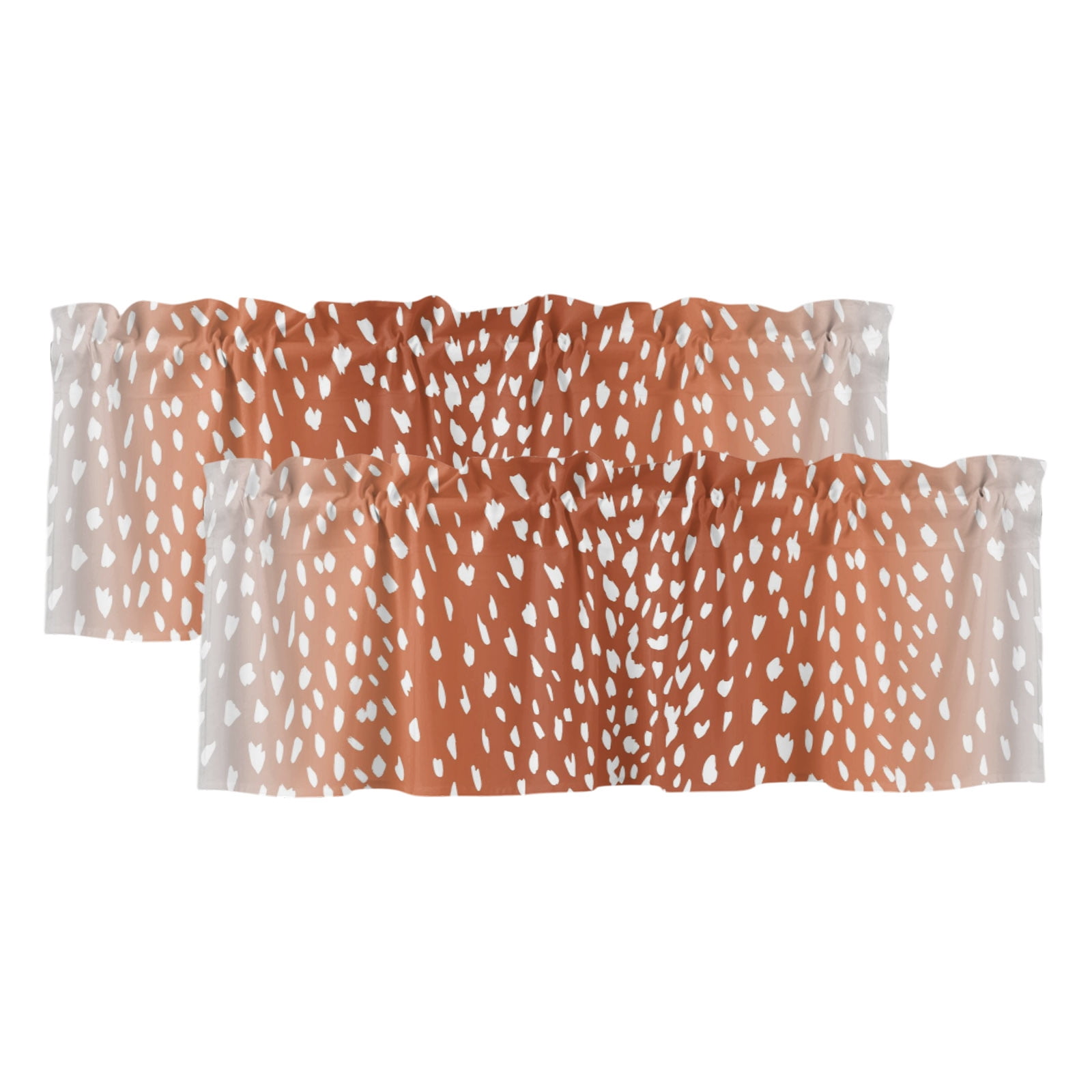 Art Orange 2 Panels Kitchen Valance, Vintage White Polka Dots ...