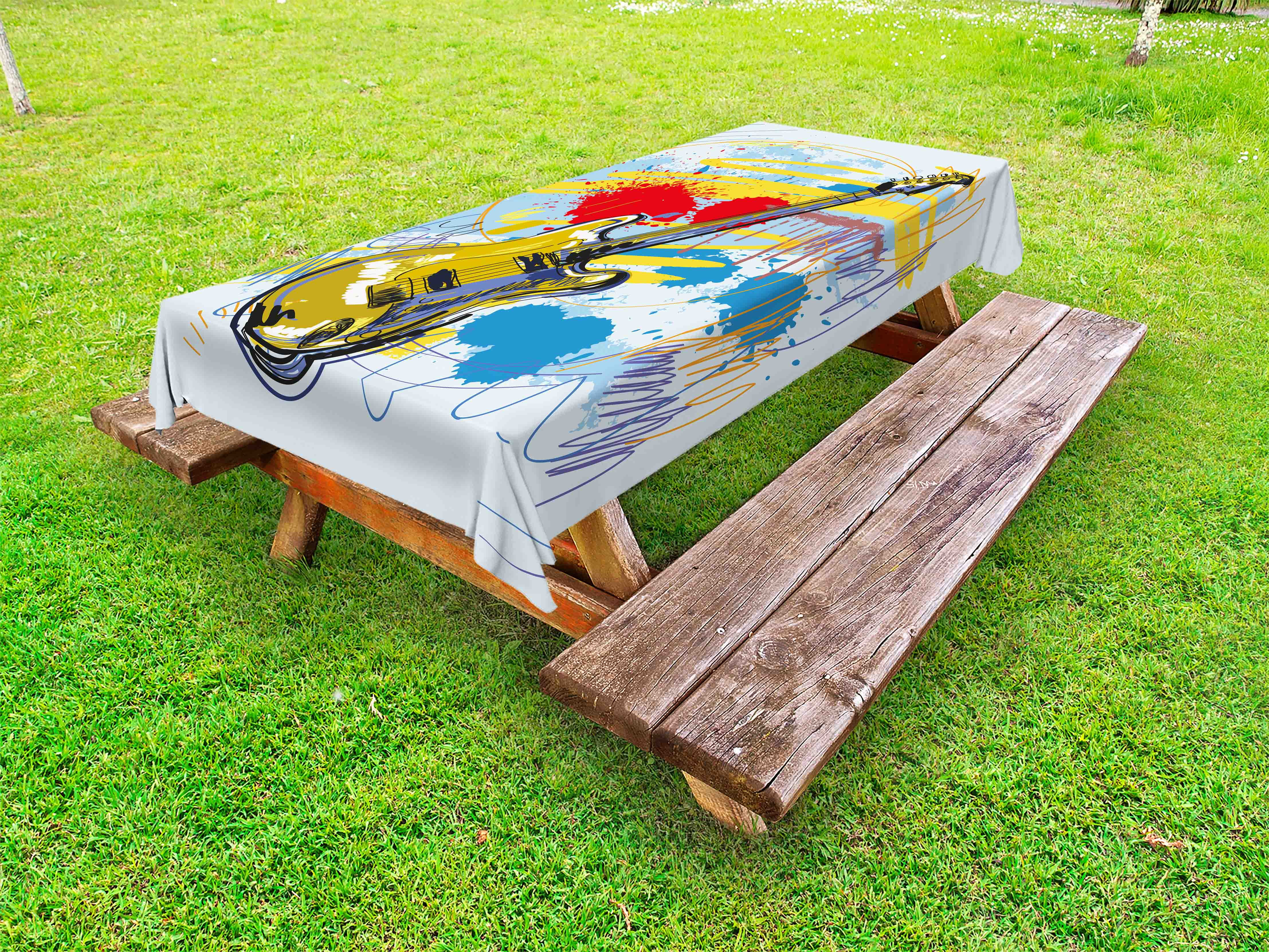 Art Outdoor Tablecloth, Abstract Musical Instrument Expressionist ...
