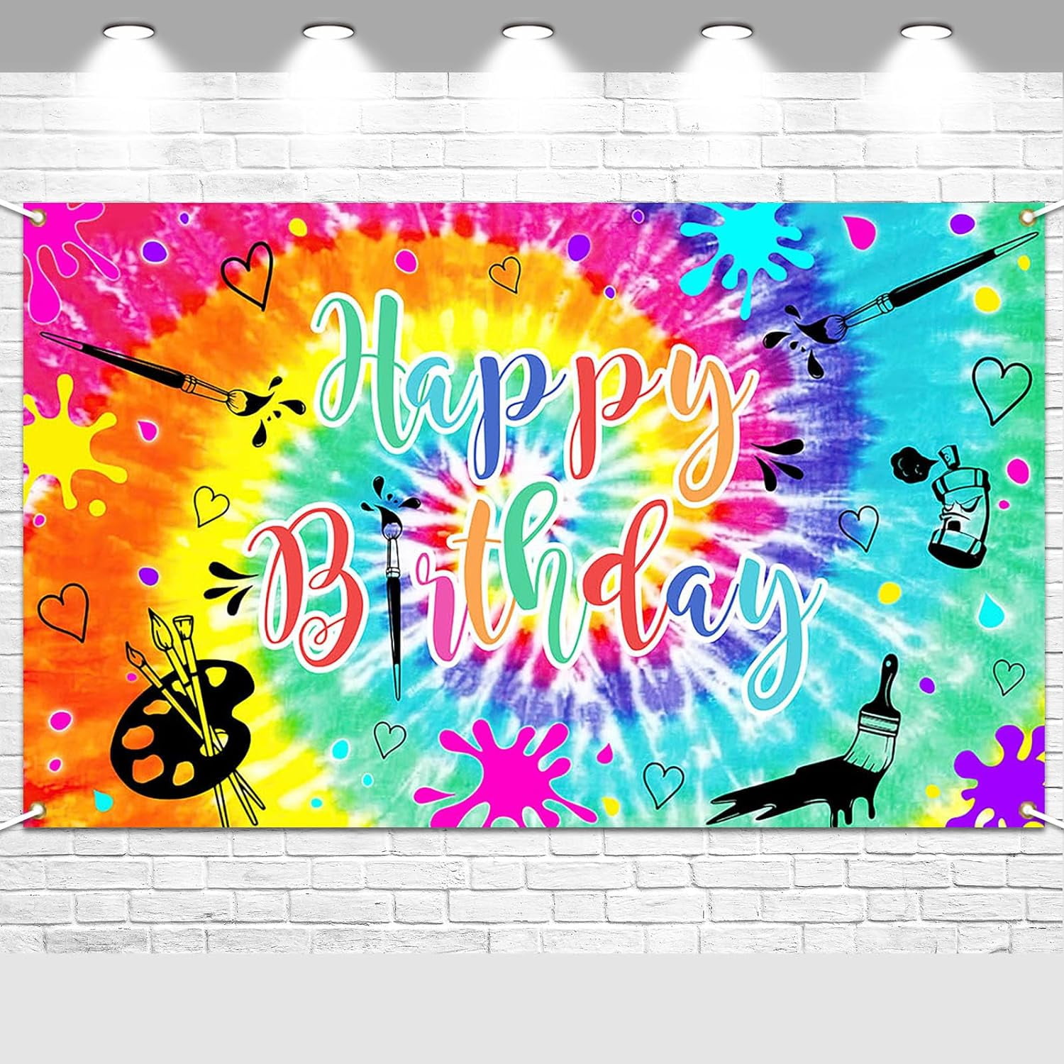 Art Paint Birthday Banner Tie Dye Birthday Party Decorations Graffiti ...