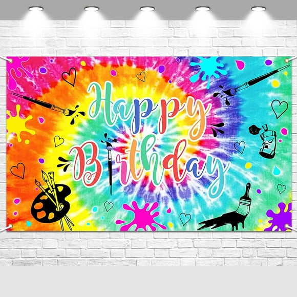 Tie Dye Happy Birthday Banner